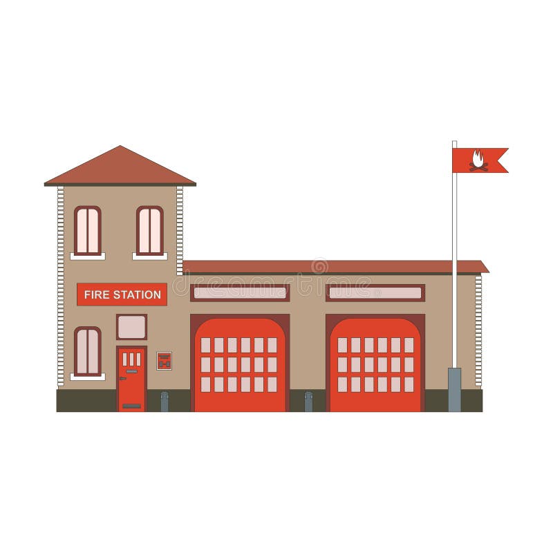 Fire Station Building Icon. Vector Flat Illustration Stock Vector ...