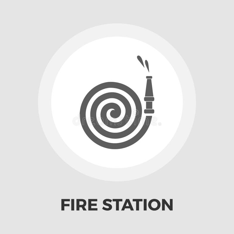 Fire Station flat icon stock vector. Illustration of icon - 92417731