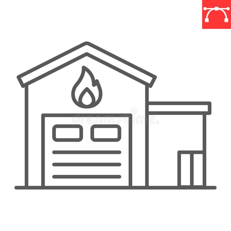 Fire station line icon stock vector. Illustration of station - 316389482