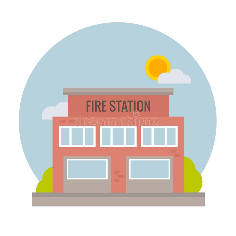 Fire Station Vector Flat Illustration Stock Vector - Illustration of ...