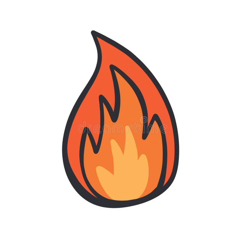 Fire Sticker Isolated on White Background Stock Illustration ...