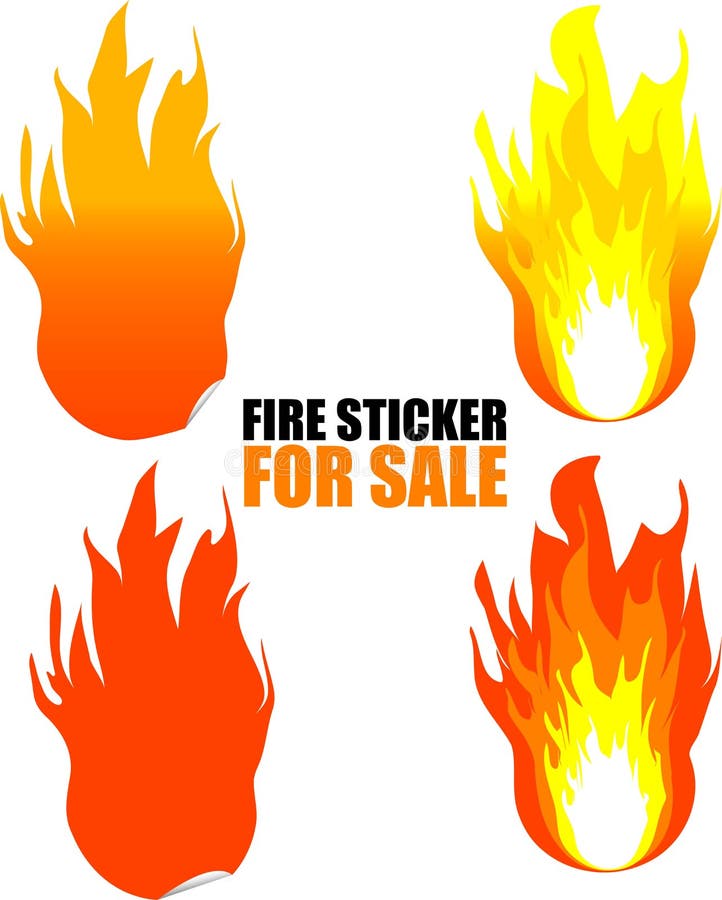Fire sticker for sale stock vector. Illustration of white - 55313275