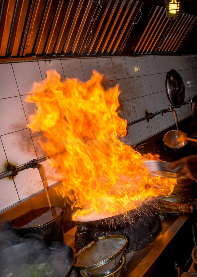 Hot Oil Fire in Kitchen stock photo. Image of awareness - 9577380