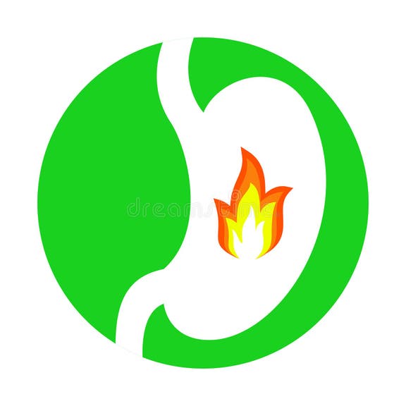 Fire in stomach. stock vector. Illustration of patient - 102543605