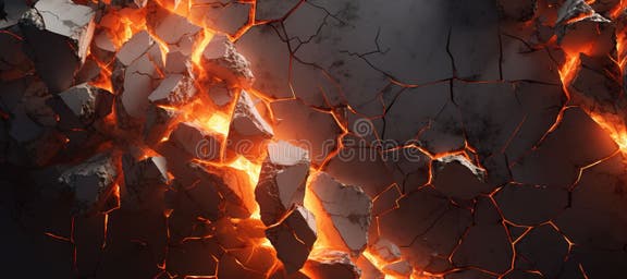 Fire Stone Wall Hole Crust, Rock, Flame, Burn Stock Illustration ...