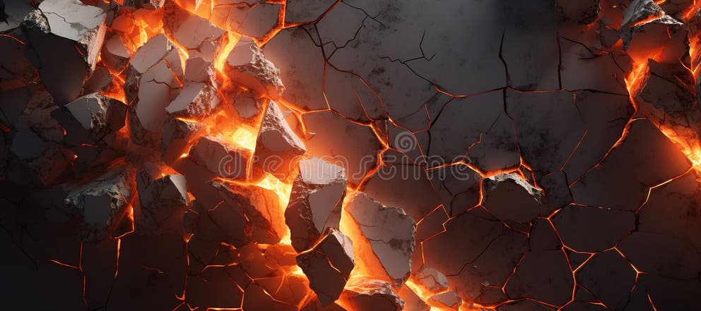 Fire Stone Wall Hole Crust, Rock, Flame, Burn Stock Illustration ...