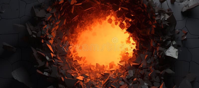 Fire Stone Wall Hole Crust, Rock, Flame, Burn Stock Illustration ...