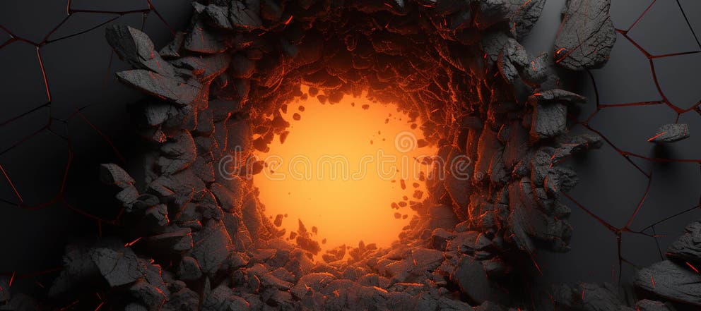 Fire Stone Wall Hole Crust, Rock, Flame, Burn Stock Illustration ...
