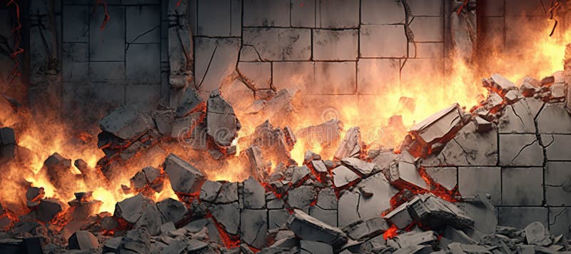 Fire Stone Wall Hole Crust, Rock, Flame, Burn Stock Illustration ...