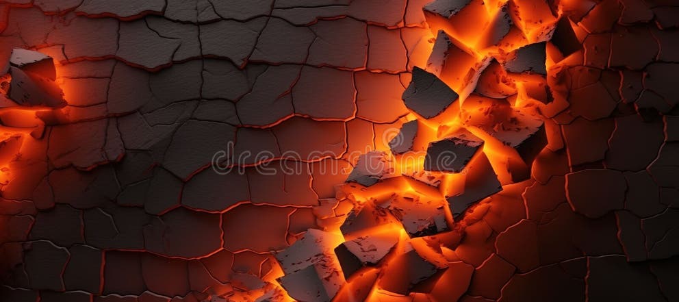 Fire Stone Wall Hole Crust, Rock, Flame, Burn Stock Illustration ...