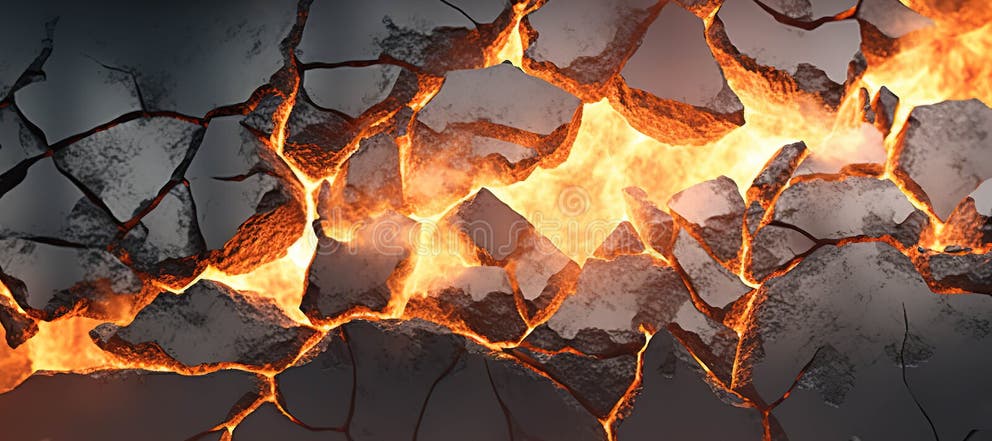 Fire Stone Wall Hole Crust, Rock, Flame, Burn Stock Illustration ...