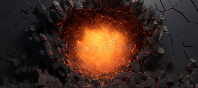Fire Stone Wall Hole Crust, Rock, Flame, Burn Stock Illustration ...
