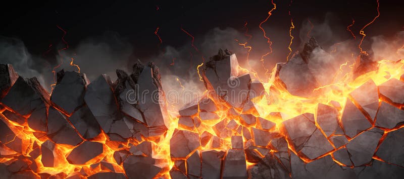 Fire Stone Wall Hole Crust, Rock, Flame, Burn Stock Illustration ...