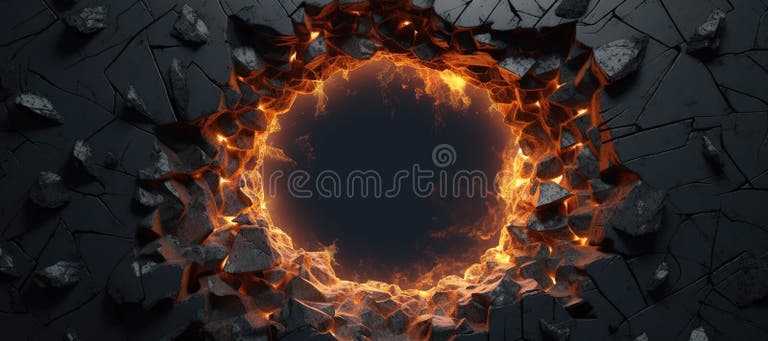 Fire Stone Wall Hole Crust, Rock, Flame, Burn Stock Illustration ...