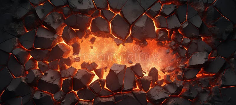 Fire Stone Wall Hole Crust, Rock, Flame, Burn Stock Illustration ...