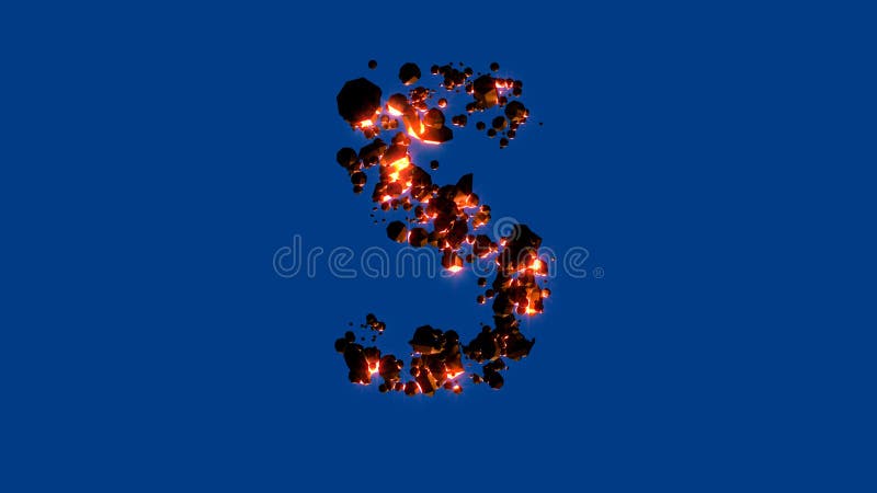 Fire Stones Font - Glowing Red Letter S, Isolated - Object 3D Rendering ...