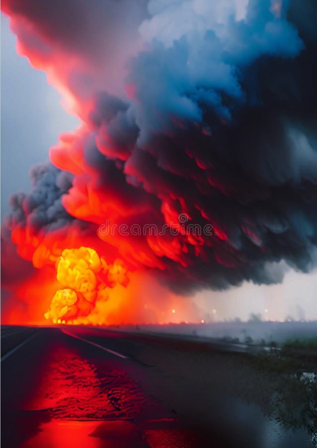 Fire Storm Clouds Attack the Field Background , Ai Generated Stock ...