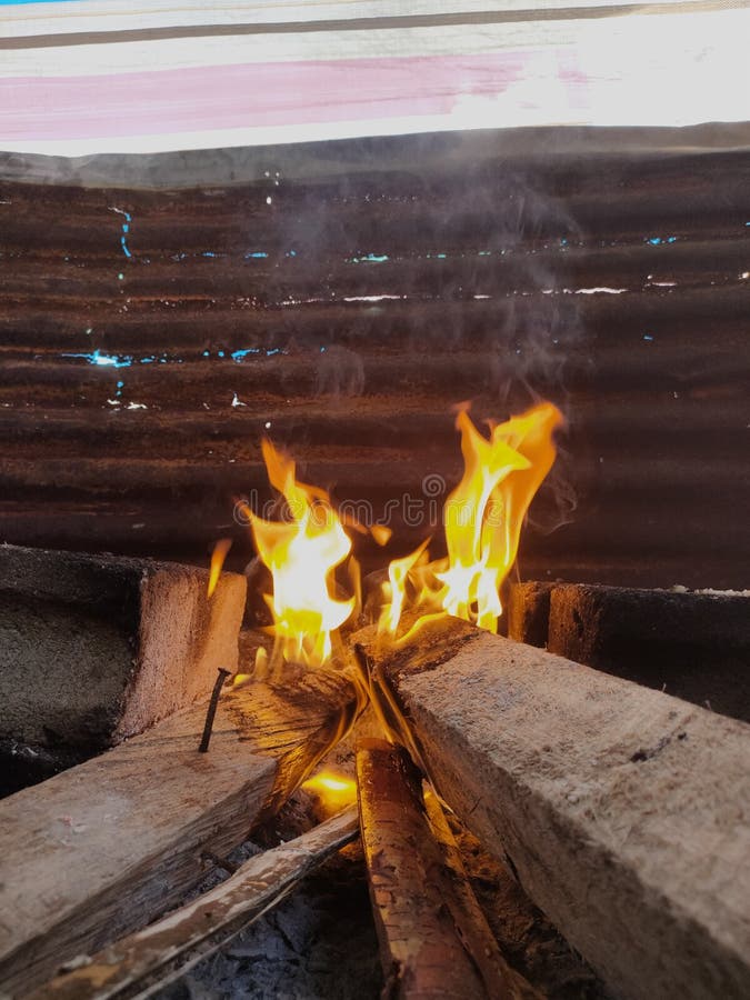 Fire stove for cooking stock image. Image of wood, cooking - 251277855