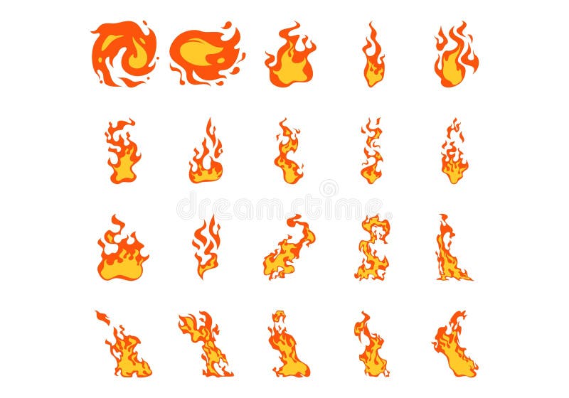 Fire Strike Illustration Element Set Stock Vector - Illustration of ...
