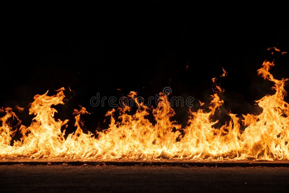Fire Strip Isolated on Black Background Stock Illustration ...