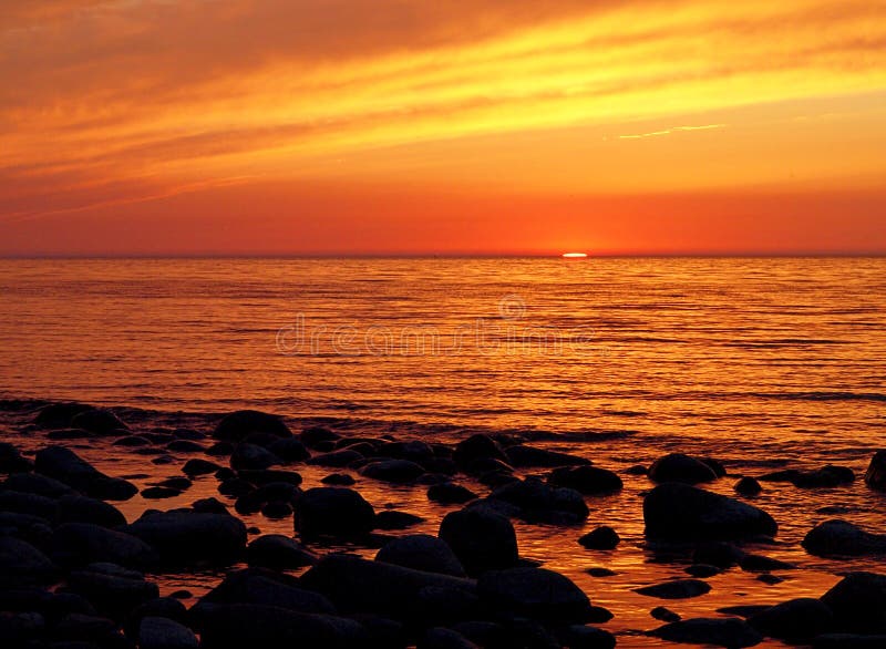 Fire sunset. stock image. Image of ocean, colors, fire - 66672681