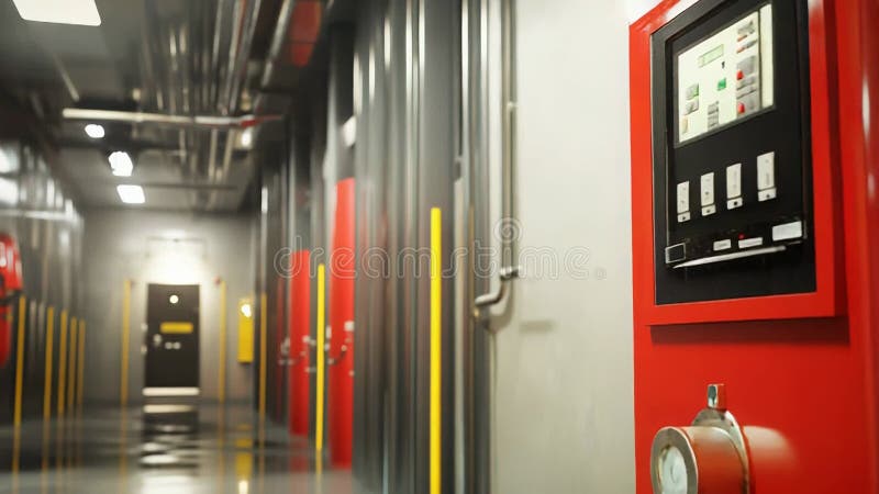 Fire Suppression System Control Panel in Industrial Setting Stock ...