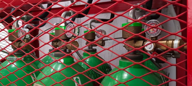 Fire Suppression System Tube in a Cage Stock Photo - Image of ...