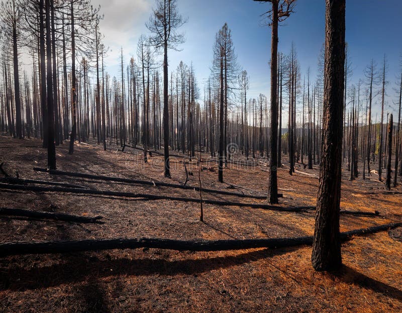 After-fire Survey of a Burnt Forest, Documenting the Extent of Damage ...