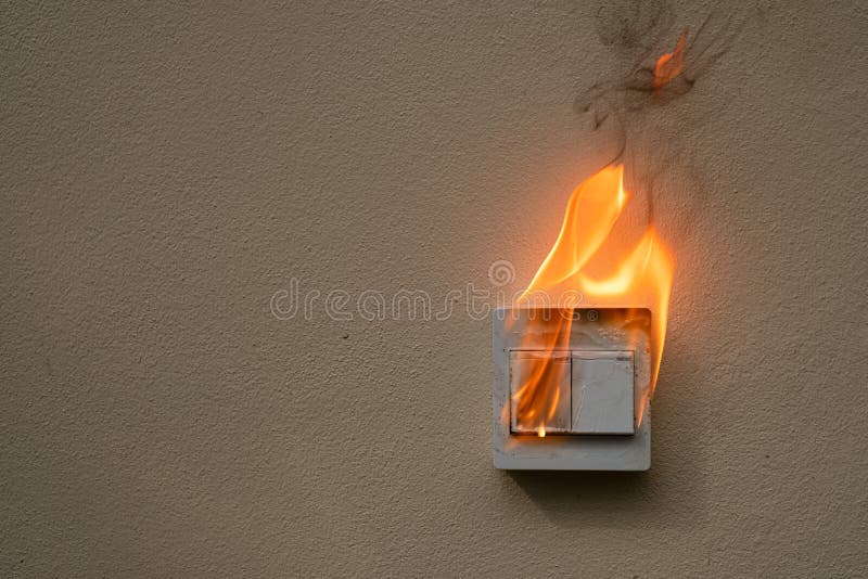 On Fire Switch Electric Shock Stock Photo - Image of problem, melt ...
