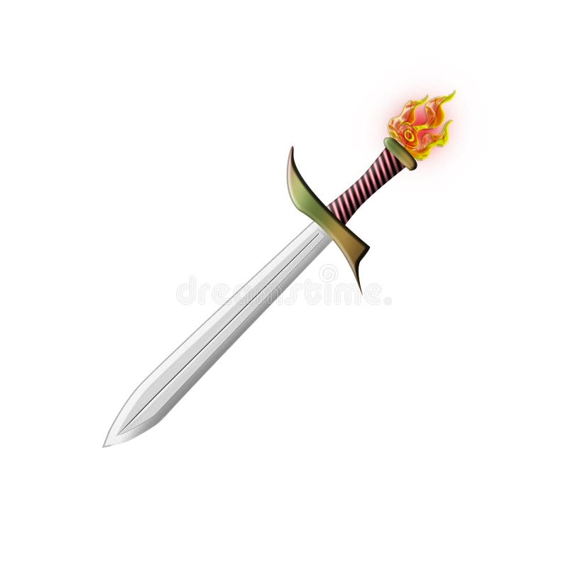 Fire sword stock illustration. Illustration of steel, forces - 4225394