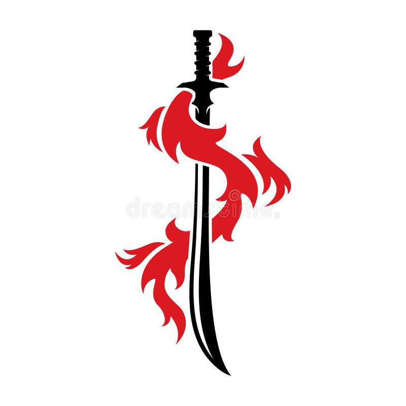 Fire Sword Logo Vector Icon Illustration Stock Vector - Illustration of ...