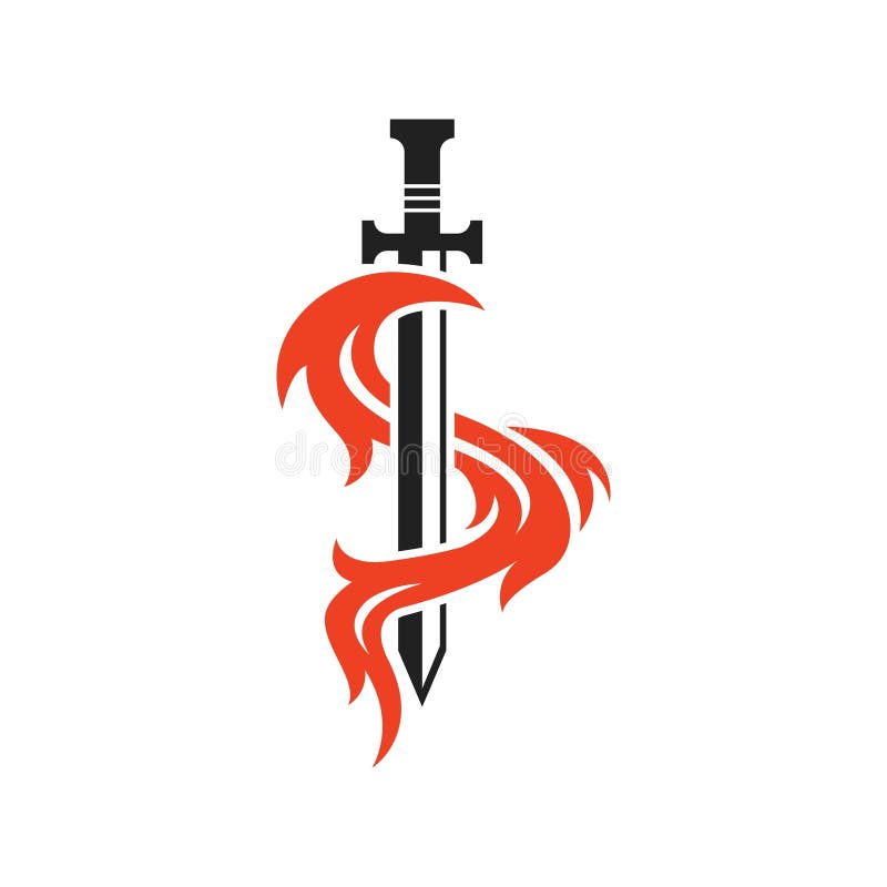 Fire Sword Logo Vector Icon Illustration Stock Vector - Illustration of ...