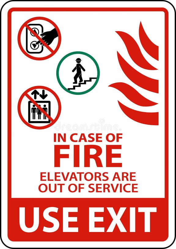 Fire Symbol Do Not Use Elevators, Use Stairs Symbols Stock Vector ...
