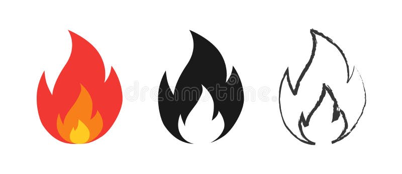 Fire Symbols Seamless Pattern Isolated on White Background. Vector ...