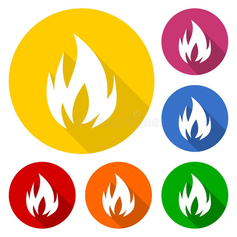 Fire Symbols Icon Set with Long Shadow Stock Vector - Illustration of ...