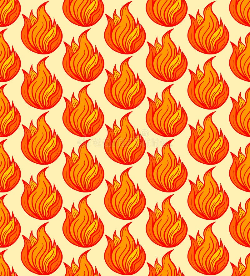 Fire Symbols Seamless Pattern Isolated on White Background. Vector ...