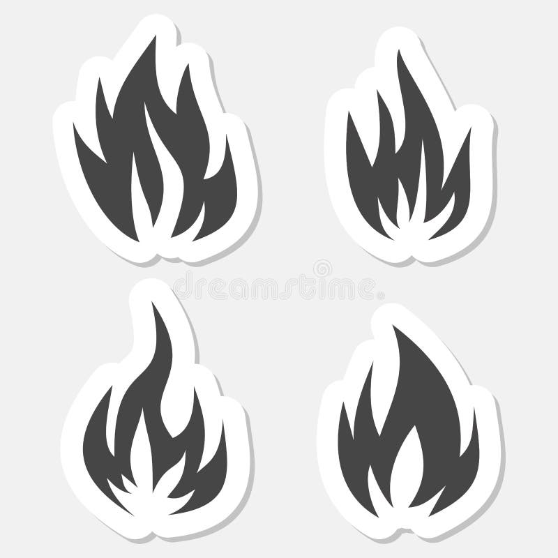Fire symbols stickers set stock vector. Illustration of attention ...