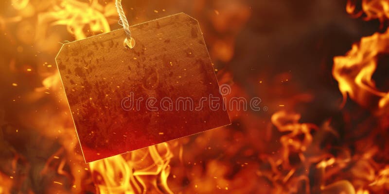 A Fire with a Tag Hanging from Its Side. Suitable for Business Concepts ...