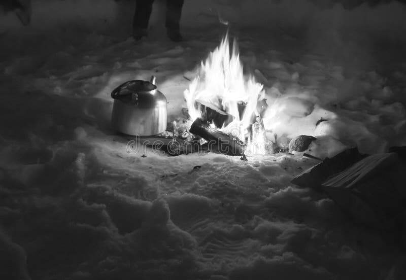 Fire for tea stock photo. Image of fire, next, arctic - 84008186