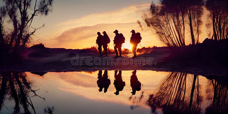 The Fire Team Fights a Forest Fire. Ia Generative. Stock Illustration ...