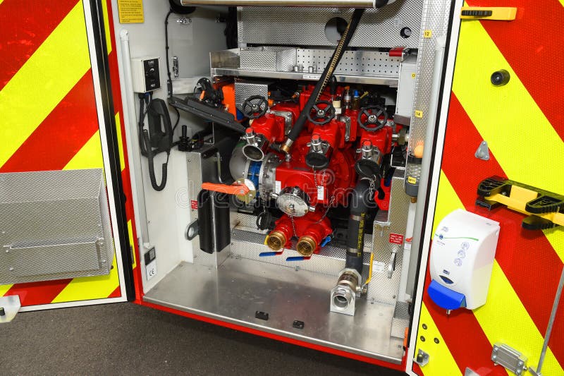 Fire Tenders Hose Pumping System Editorial Stock Photo - Image of ...