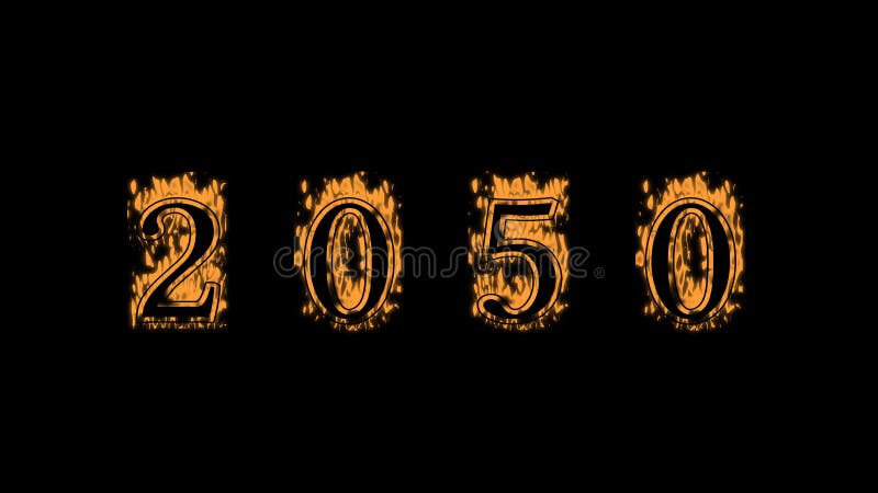 2050 Fire Text Effect Black Background Stock Video - Video of graphic ...