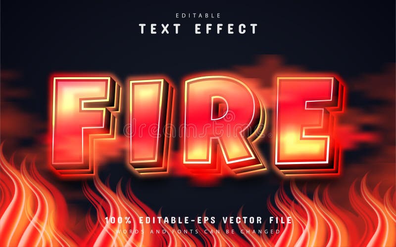 Fire text effect editable stock vector. Illustration of title - 256130285