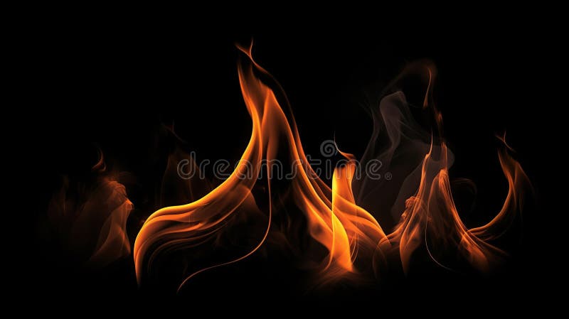 Flames on a Distinct Black Background, Generative AI Stock Illustration ...