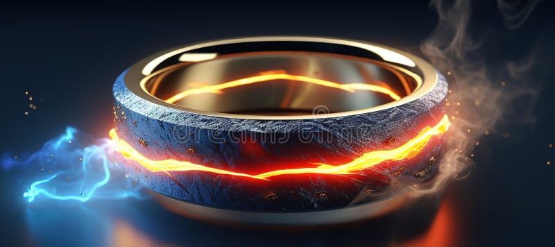Fire Texture Metal Circle Ring Background, Flame Stock Illustration ...