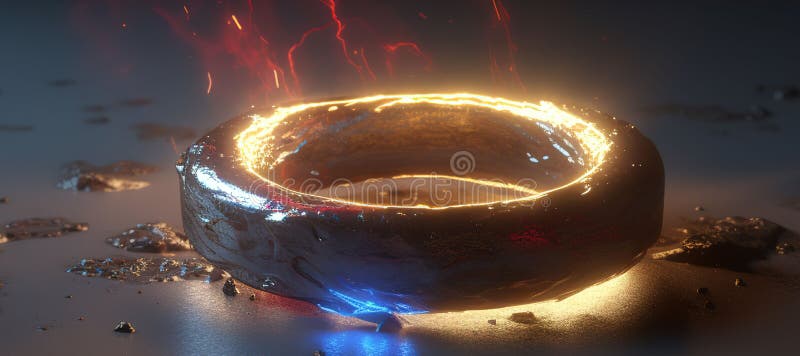 Fire Texture Metal Circle Ring Background, Flame Stock Illustration ...