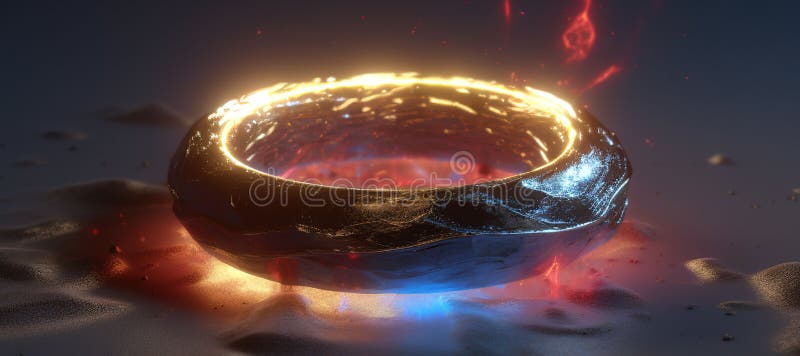 Fire Texture Metal Circle Ring Background, Flame Stock Illustration ...