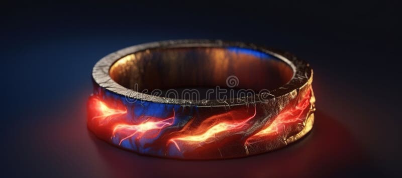 Fire Texture Metal Circle Ring Background, Flame Stock Illustration ...