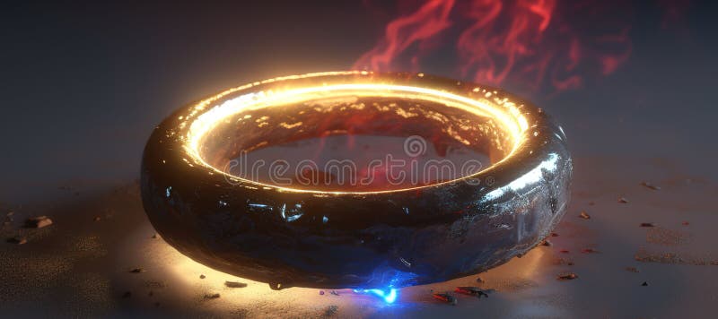 Fire Texture Metal Circle Ring Background, Flame Stock Illustration ...