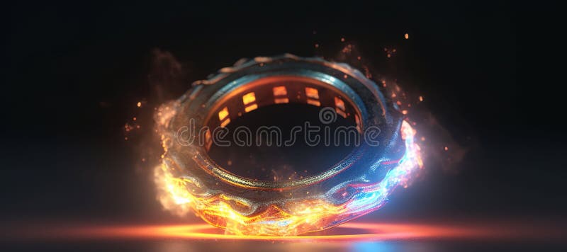 Fire Texture Metal Circle Ring Background, Flame Stock Illustration ...